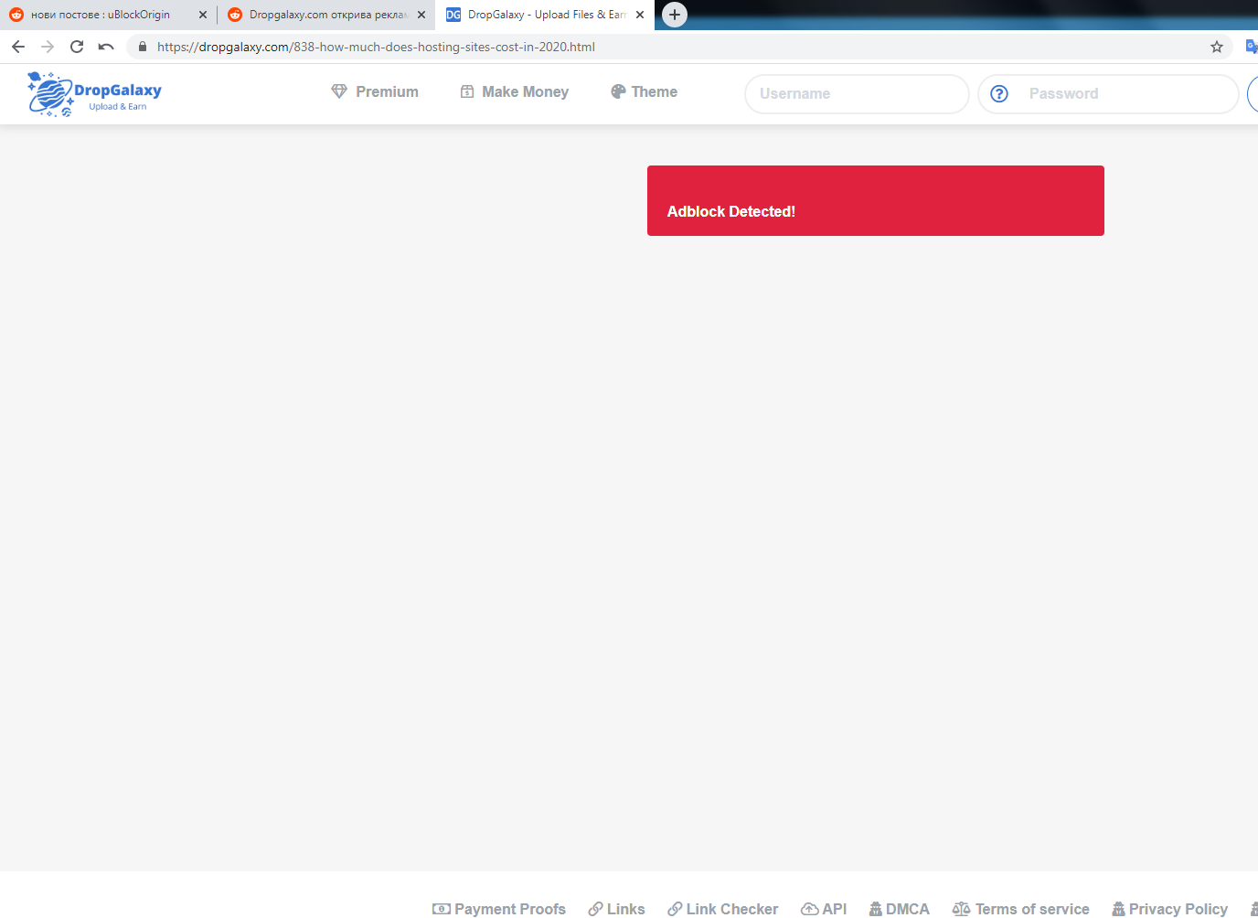 Dropgalaxy.com detecting adblocker (again) after trying to download something (link in comment ...